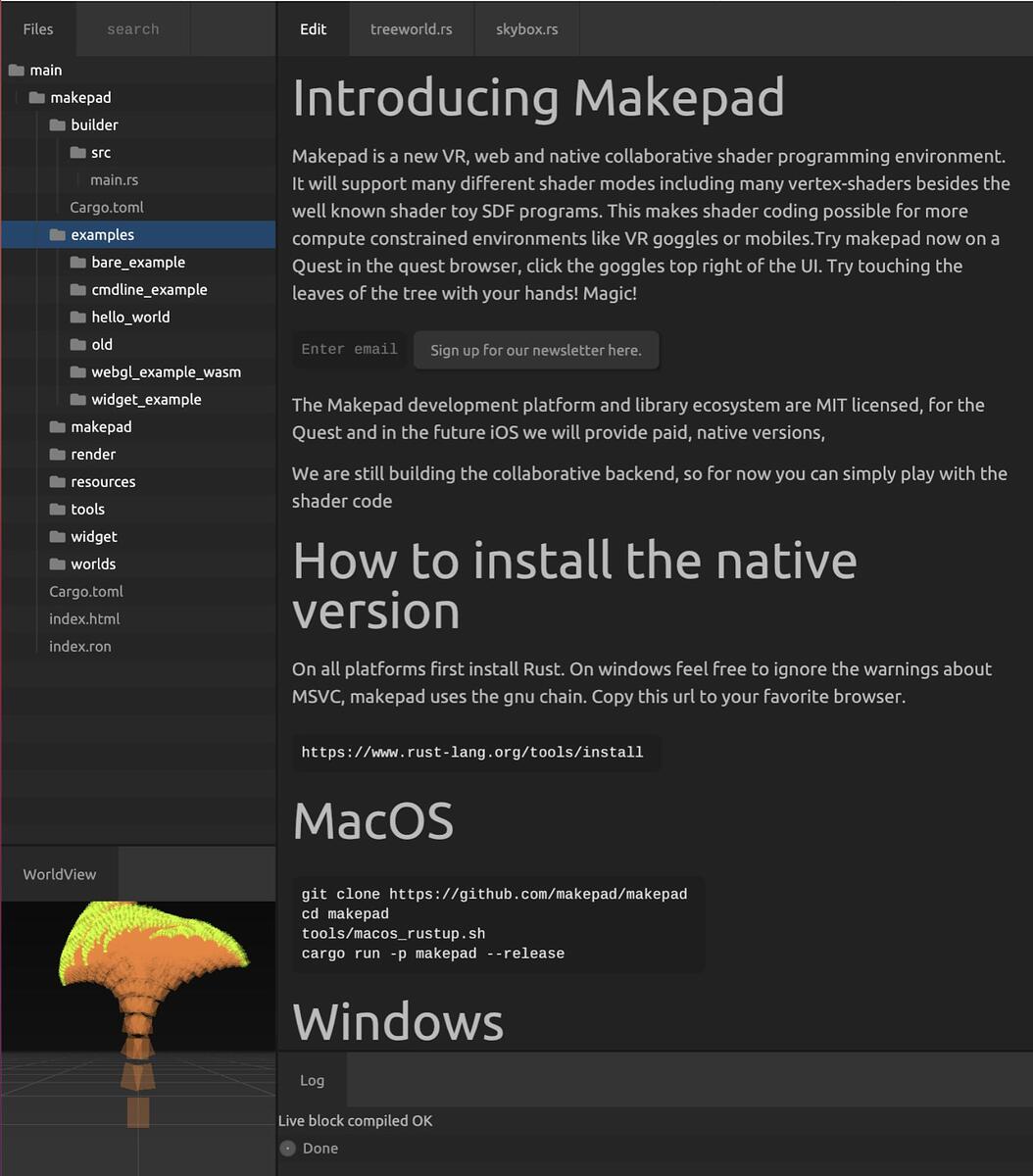 Makepad: online code editor written in rust with webgl frontend (demo ...